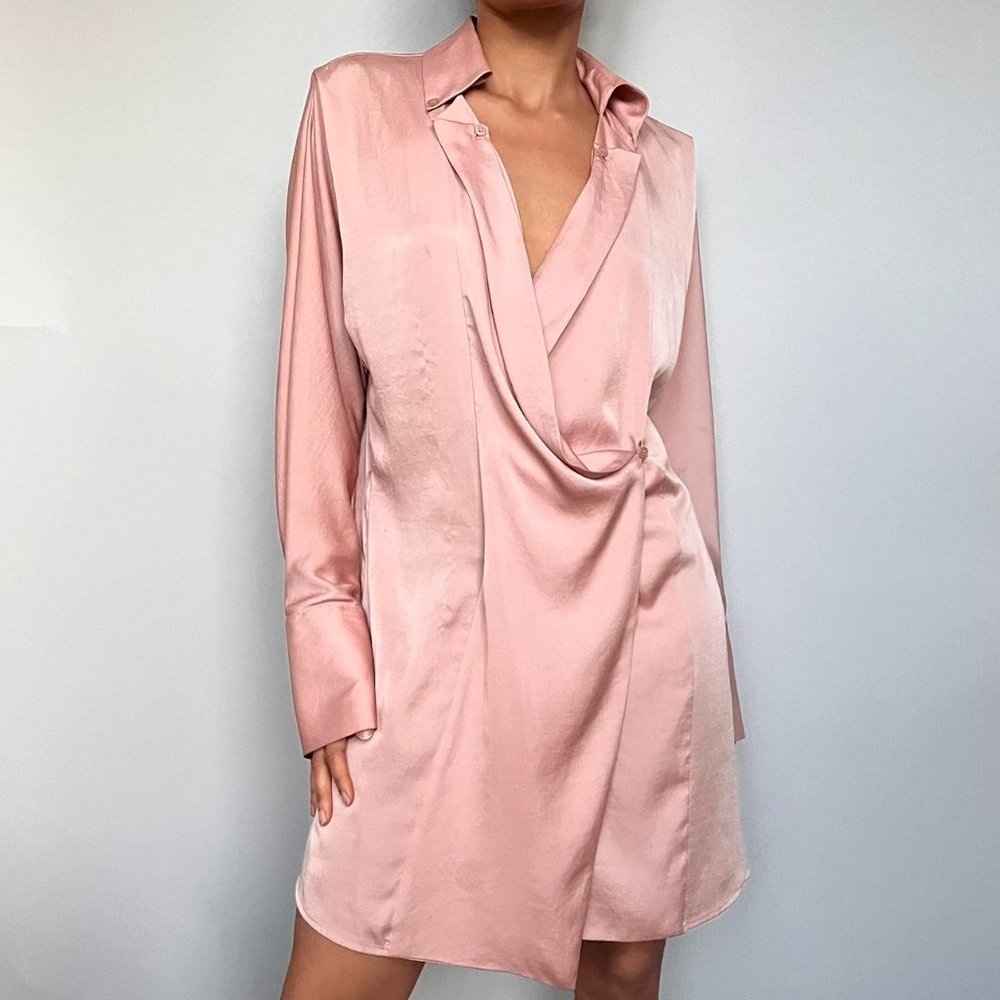 Satin Blush Wrap Dress - Gem